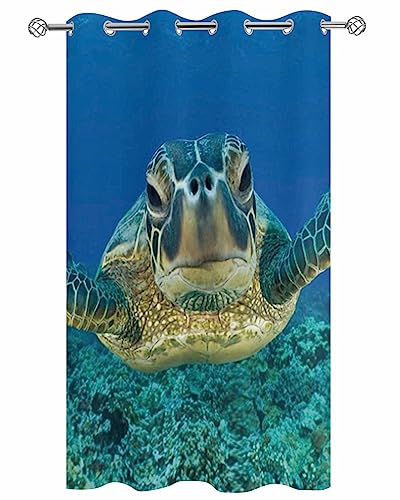 applebless Outdoor Curtains for Patio Sea Turtle Under Ocean Waterproof Outdoor Curtains 84 inches Long Gazebo Curtains Outdoor Waterproof Outside Drapes for Porch, Gazebo, Deck