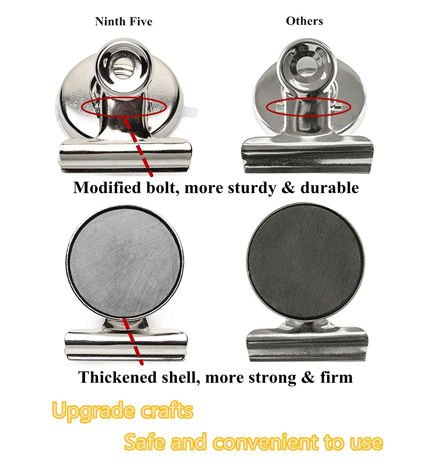 Strong Magnetic Clips - Heavy Duty Refrigerator Magnet Clips - 31mm Wide 12Pack Scratch Safe - Clip Magnets Best for House Office School Use, Hanging Home Decoration, Photo Displays
