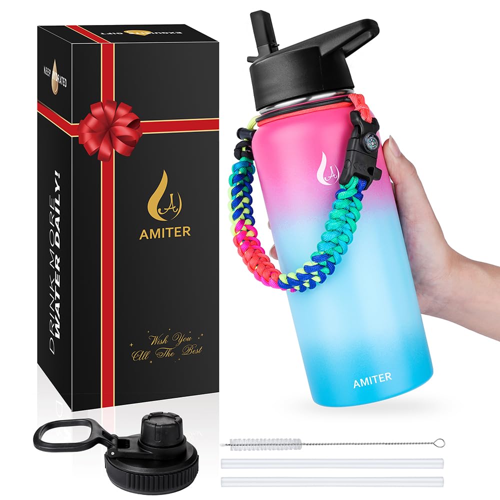 AMITER 32oz Insulated Water Bottle, Gifts for Women, Mom, Men, Dad, Teen Girls, Friends, Coworkers, Husband, Wife, Boyfriend, Sister, Aunt