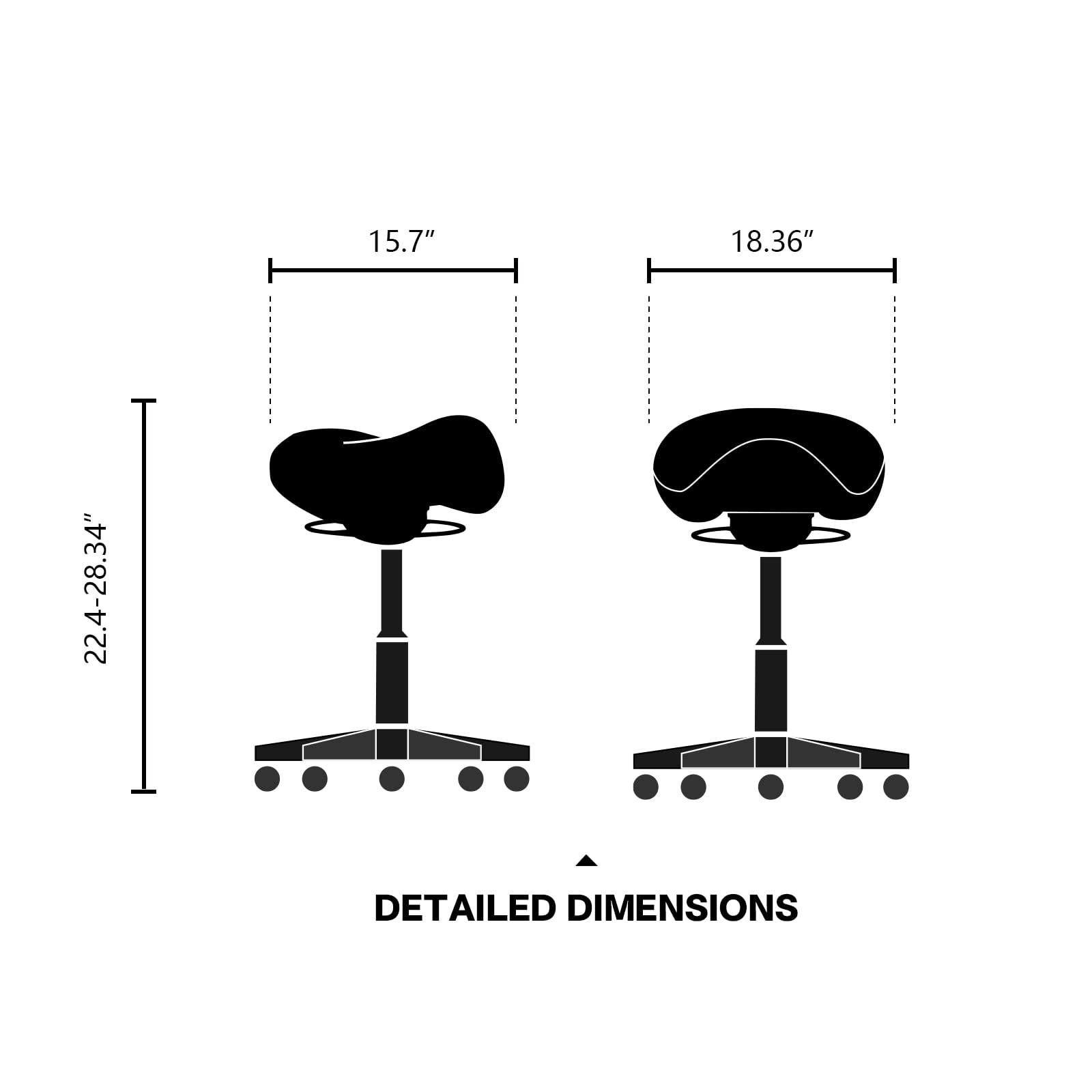 Saddle Stool Swivel Height Adjustable with Wheels Wobble Rolling Stool for Medical Massage Salon Kitchen Spa Drafting Lab Clinic Dentist, Ergonomic Hydraulic Seat Chair Office Stool