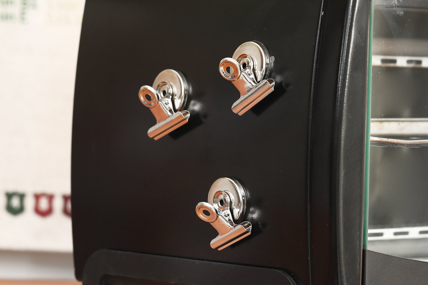 Strong Magnetic Clips - Heavy Duty Refrigerator Magnet Clips - 31mm Wide 12Pack Scratch Safe - Clip Magnets Best for House Office School Use, Hanging Home Decoration, Photo Displays