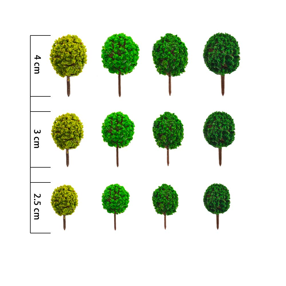 24Pcs Mini Model Trees Mixed Bush Trees Vegetation Groups Shrubs for Model Train Scenery Architecture Trees Model Scenery Trees Fake Trees with No Stands