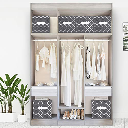 FabTotes Storage Bins 6 Pack Collapsible Storage Cubes, 11"x10.5"x10.5" Large Toy Book Organizer Boxes with Handles and Label Card & Label Holder, Baskets for Organizing Closet Shelves