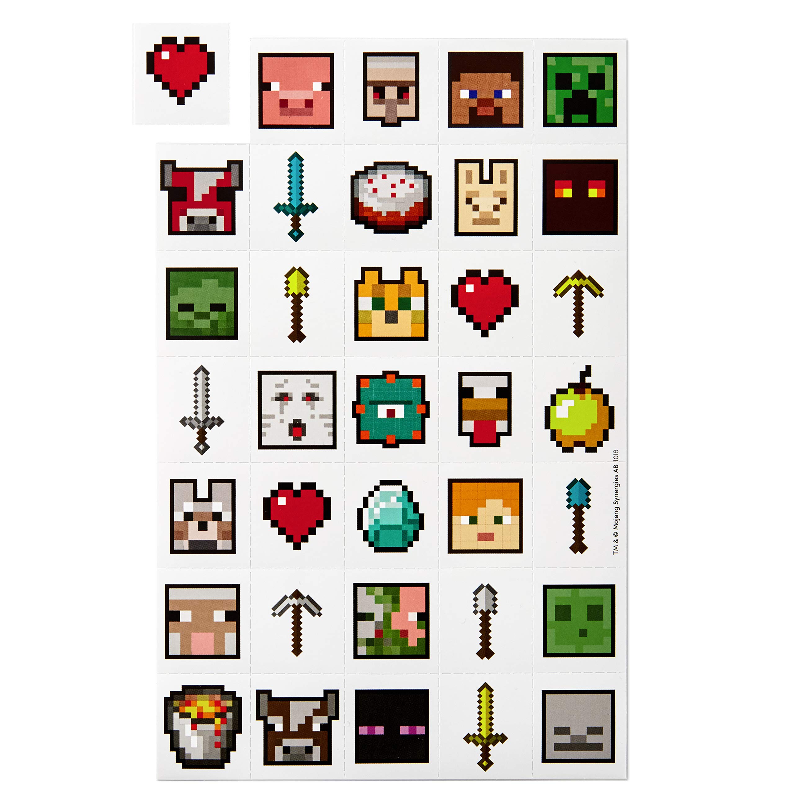Hallmark Valentines Day Cards for Kids and Mailbox for Classroom Exchange, Minecraft (1 Box, 32 Valentine Cards, 35 Stickers, 1 Teacher Card)