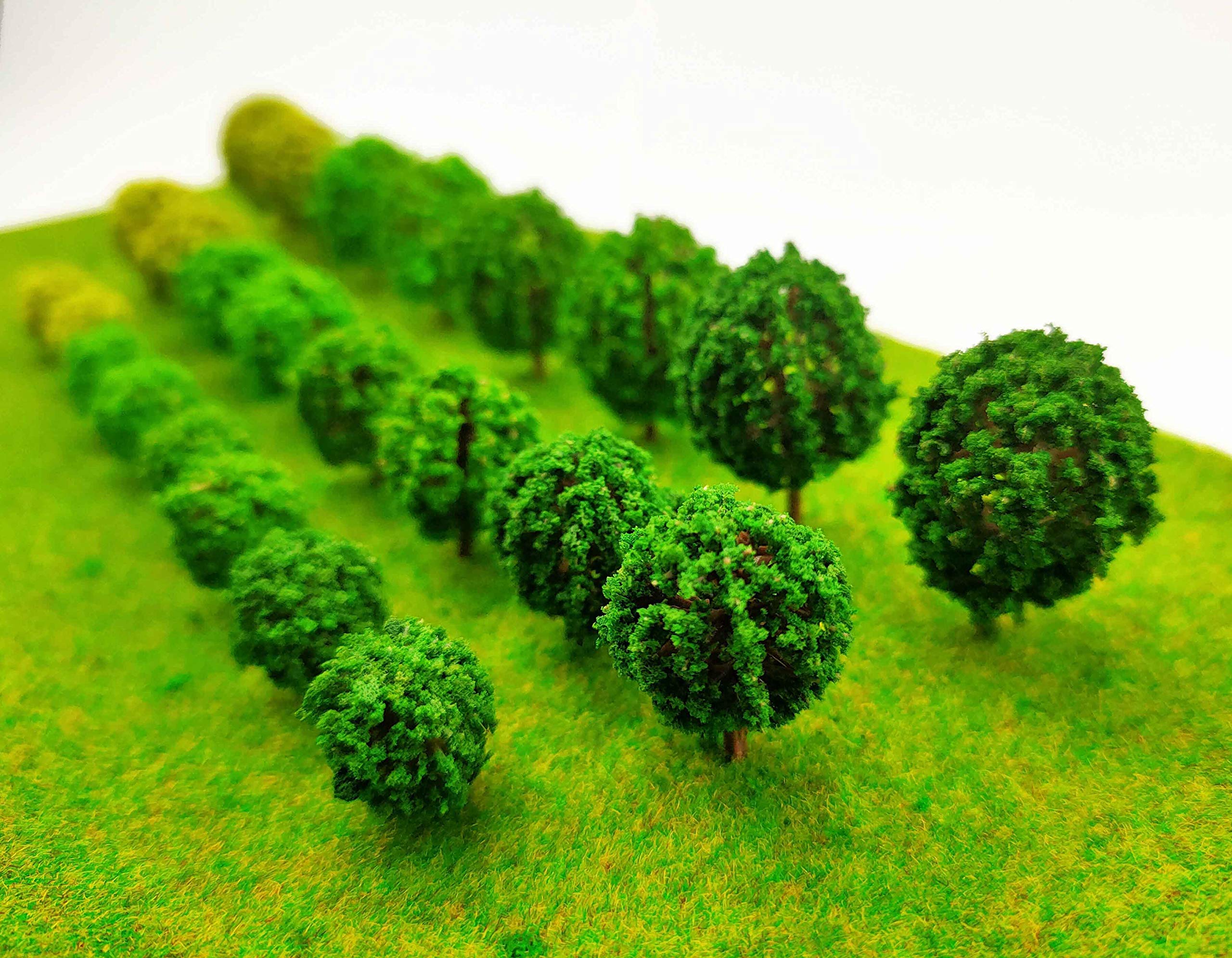 24Pcs Mini Model Trees Mixed Bush Trees Vegetation Groups Shrubs for Model Train Scenery Architecture Trees Model Scenery Trees Fake Trees with No Stands