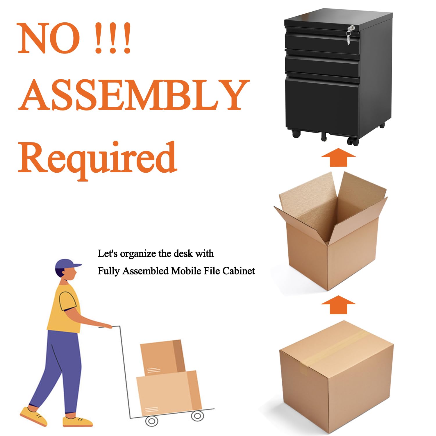 GOOGIC 3-Drawer Mobile File Cabinets Rolling Metal Filing Cabinet for Legal & Letter File Anti-tilt Design with Lock Under Desk Office Drawers Fully Assembled Except Casters Black