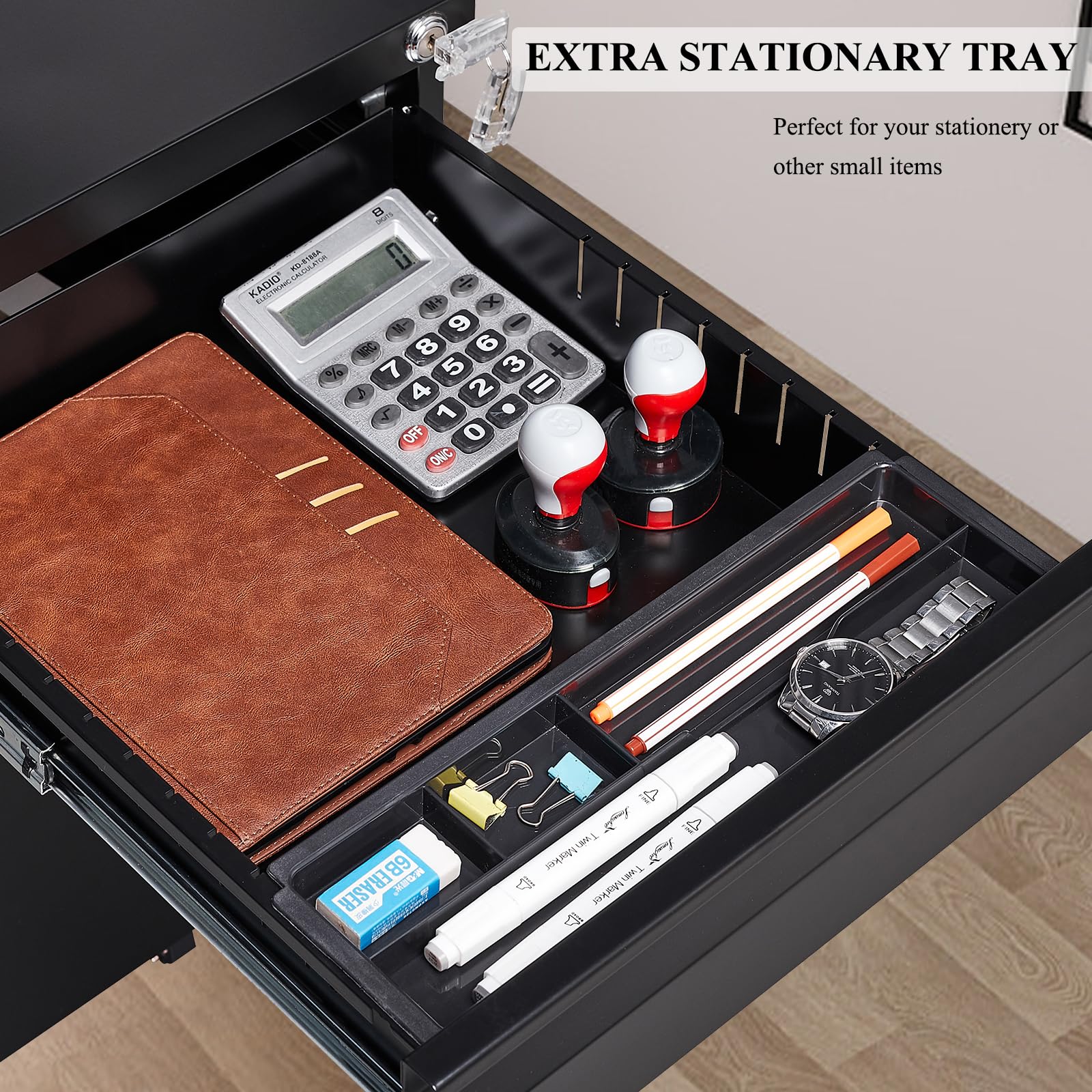 GOOGIC 3-Drawer Mobile File Cabinets Rolling Metal Filing Cabinet for Legal & Letter File Anti-tilt Design with Lock Under Desk Office Drawers Fully Assembled Except Casters Black