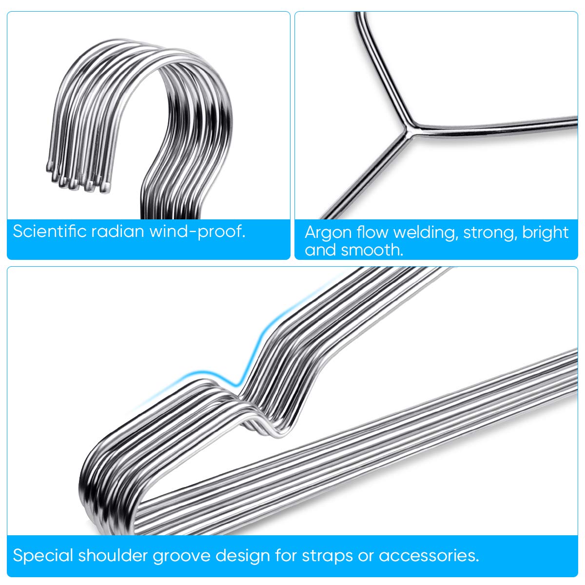 Fayleeko Wire Hangers 40 Pack Coat Hangers Strong Heavy Duty Stainless Steel Metal Hangers 16.5 Inch Ultra Thin Space Saving Clothes Hangers