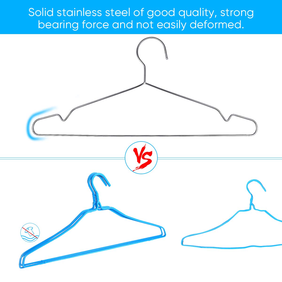 Fayleeko Wire Hangers 40 Pack Coat Hangers Strong Heavy Duty Stainless Steel Metal Hangers 16.5 Inch Ultra Thin Space Saving Clothes Hangers