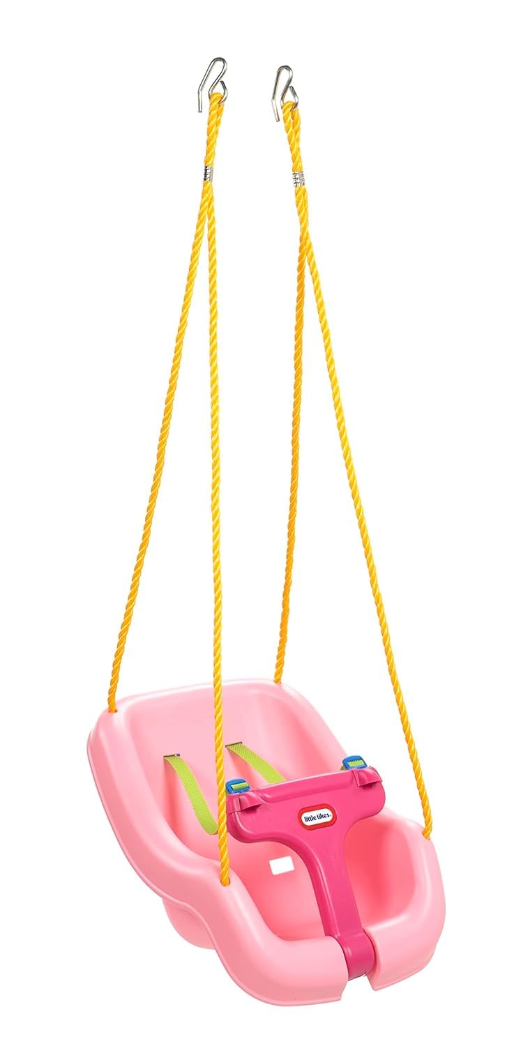 Little Tikes Snug 'n Secure Pink Swing with Adjustable Straps, 2-in-1 for Baby and Toddlers Ages 9 Months - 4 Years