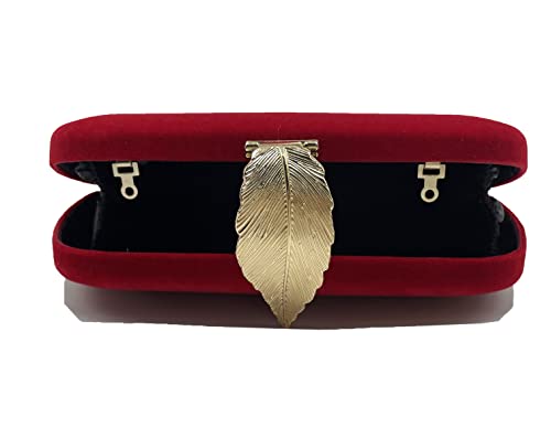 Yoofashion Evening Bag for Women Small Cultch Handbag Wedding Party Crossbody Shoulder Bag, Red-velvet