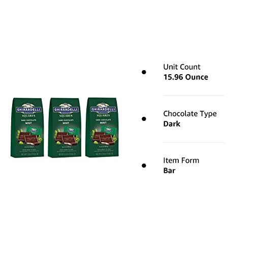 Ghirardelli, Dark Chocolate Mint Filled Squares, 5.32oz (Pack of 3)