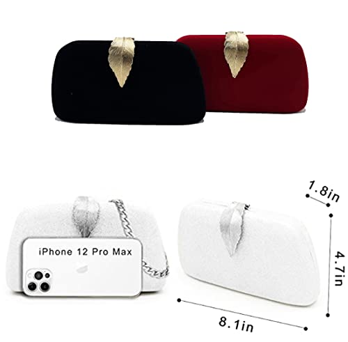 Yoofashion Evening Bag for Women Small Cultch Handbag Wedding Party Crossbody Shoulder Bag, Red-velvet