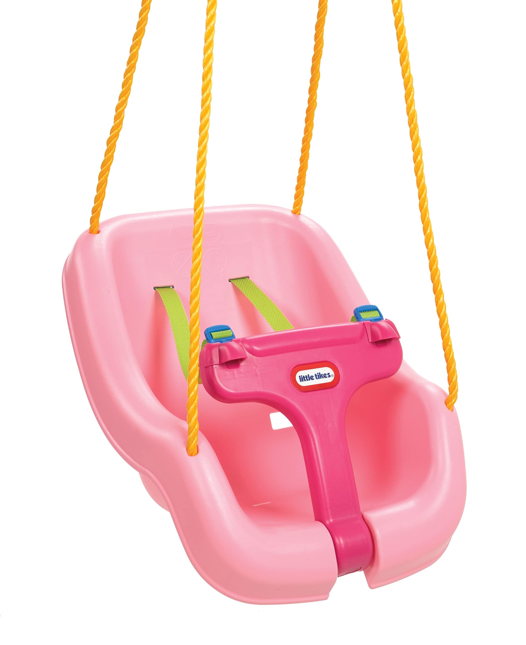 Little Tikes Snug 'n Secure Pink Swing with Adjustable Straps, 2-in-1 for Baby and Toddlers Ages 9 Months - 4 Years