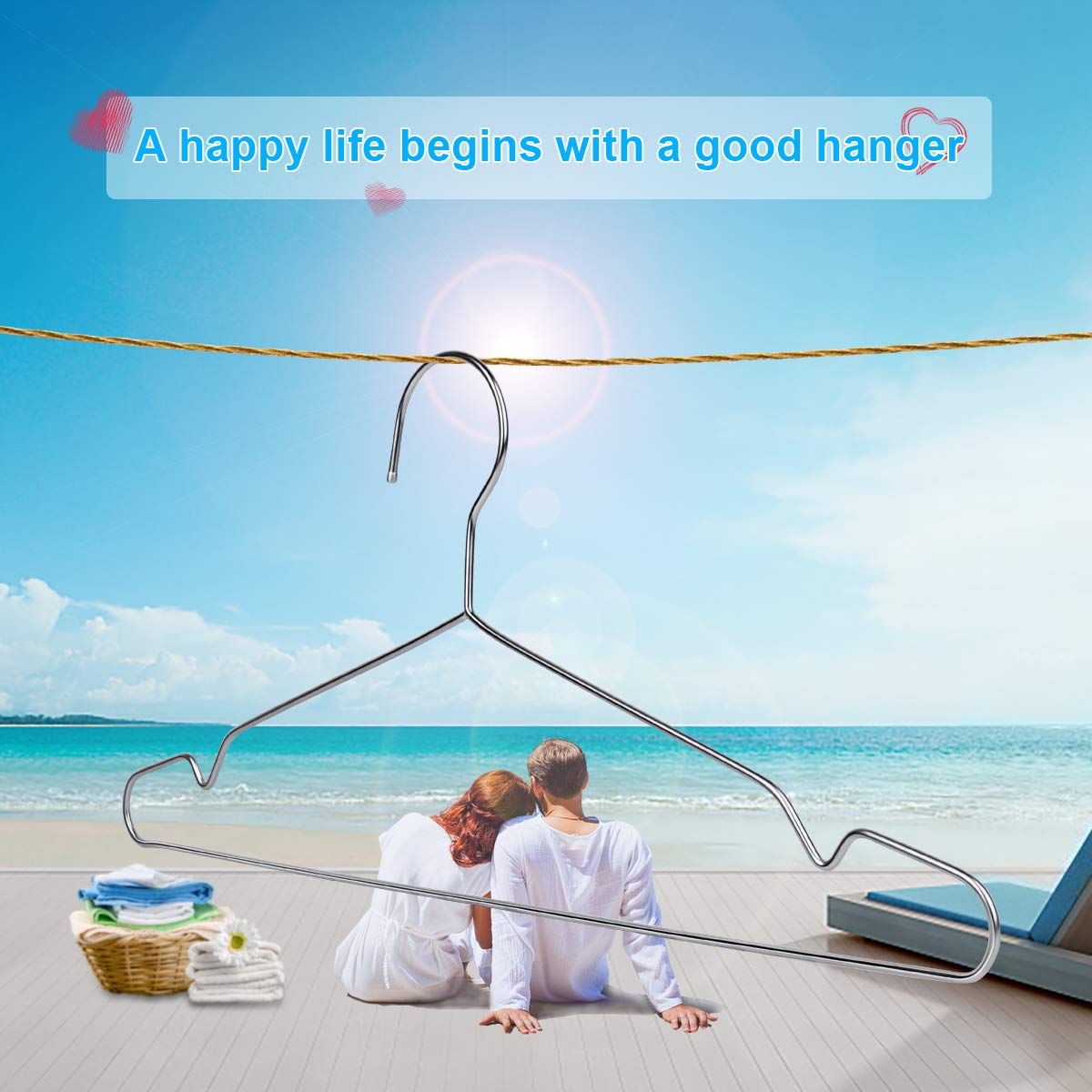 Fayleeko Wire Hangers 40 Pack Coat Hangers Strong Heavy Duty Stainless Steel Metal Hangers 16.5 Inch Ultra Thin Space Saving Clothes Hangers