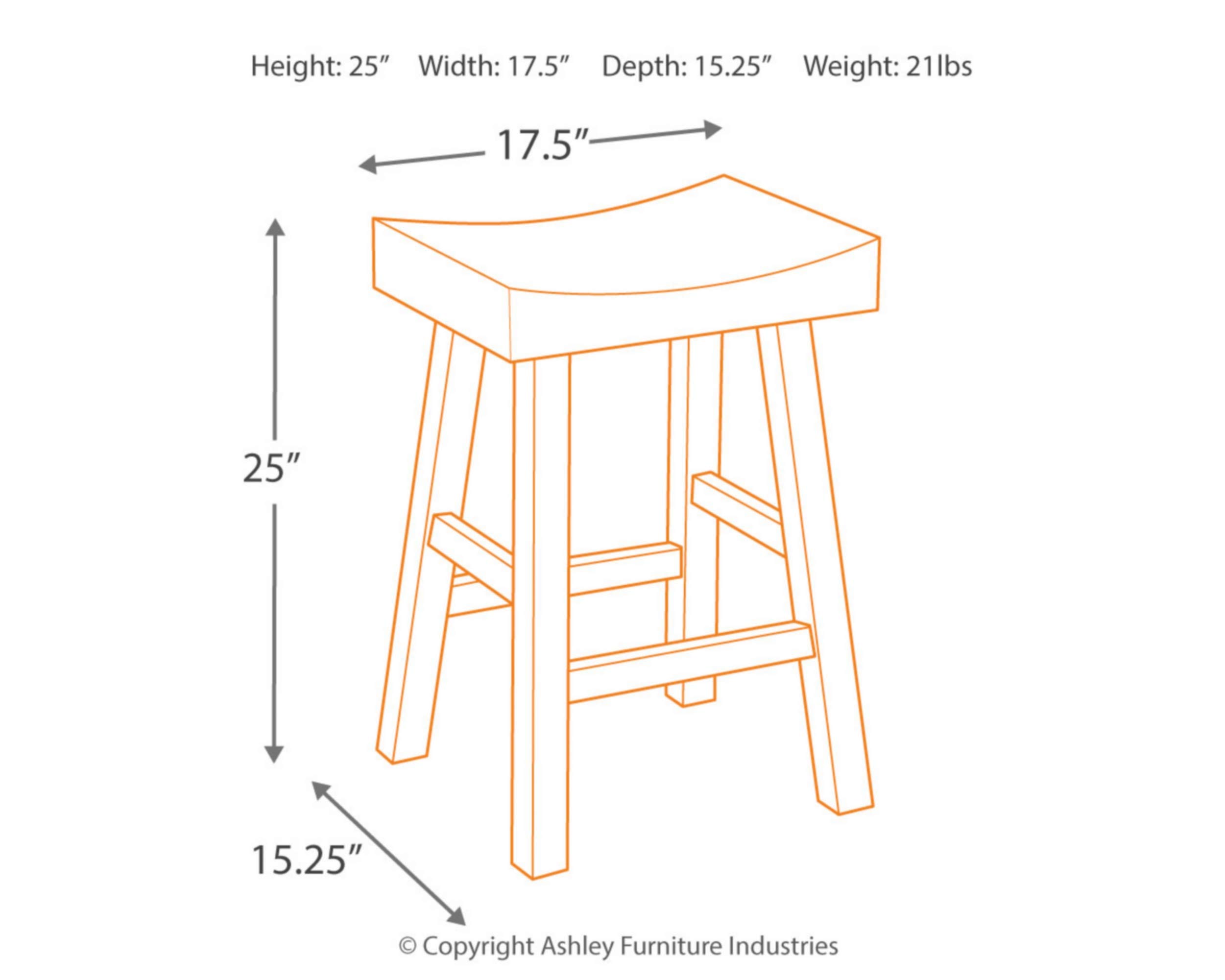 Signature Design by Ashley Glosco Farmhouse 25.5" Counter Height Saddle Barstool, 2 Count, Two-Tone Brown