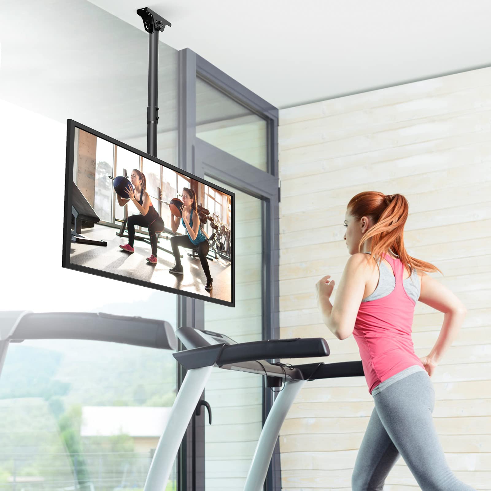 ELIVED Ceiling TV Mount for Most 37-75 Inch LED, LCD OLED Flat Curved TVs, Height Adjustable Full Motion TV Mount, Hanging TV Bracket Swivel and Tilt, Holds up to 110 lbs, Max VESA 600x400mm YD3016