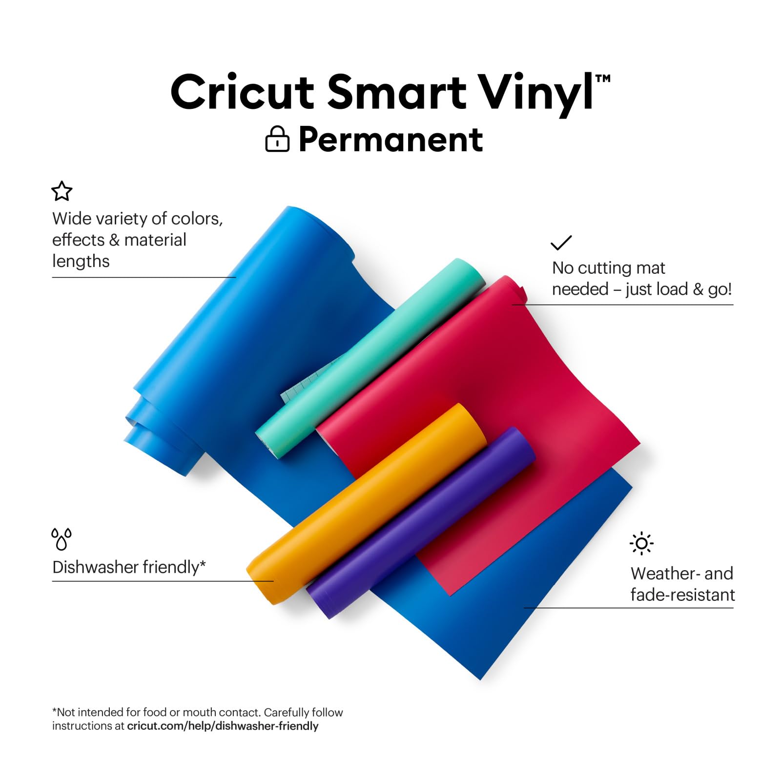 Cricut Smart Permanent Vinyl (13in x 3ft, White) for Cricut Explore 3 and Maker 3, Create DIY Projects, Decals, Stickers & More, All-Weather & Fade-Proof, Ideal for Outdoor Use