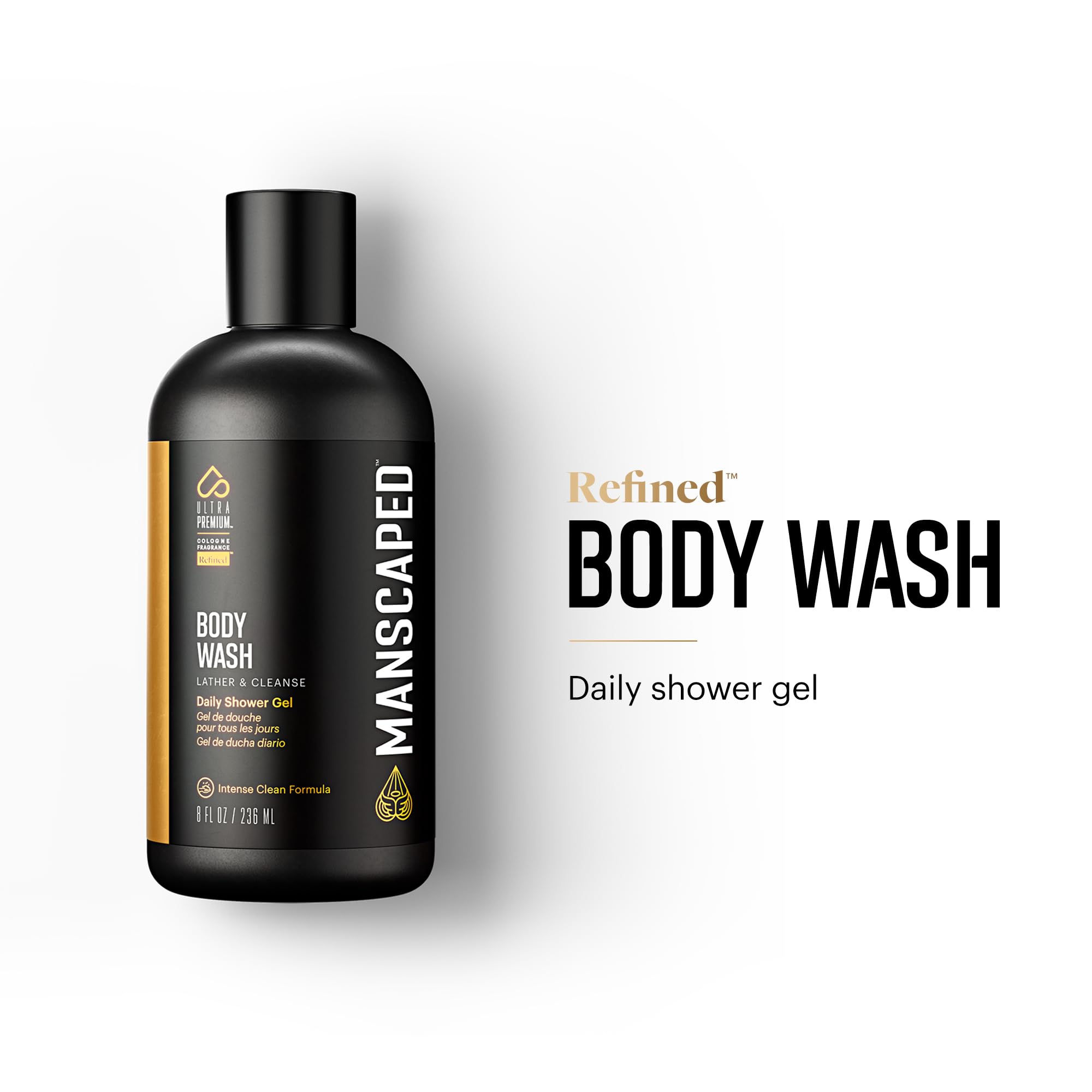 MANSCAPED® Crop Essentials, Male Care Hygiene Bundle, Includes Refined™ Body Wash, Crop Preserver™ Moisturizing Ball Deodorant, Crop Reviver™ Body Toner and Magic Mat™ Disposable Shaving Mats