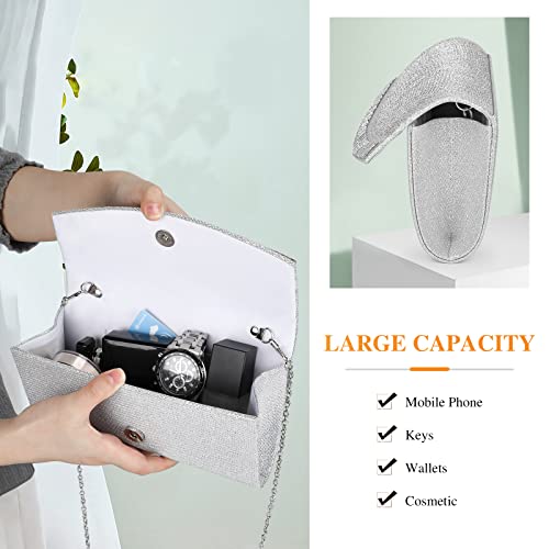 Pinprin Ladies Evening Clutch Elegant Envelope Handbag Womens Wedding Party Prom Bridal Party Purse (B-Silver)