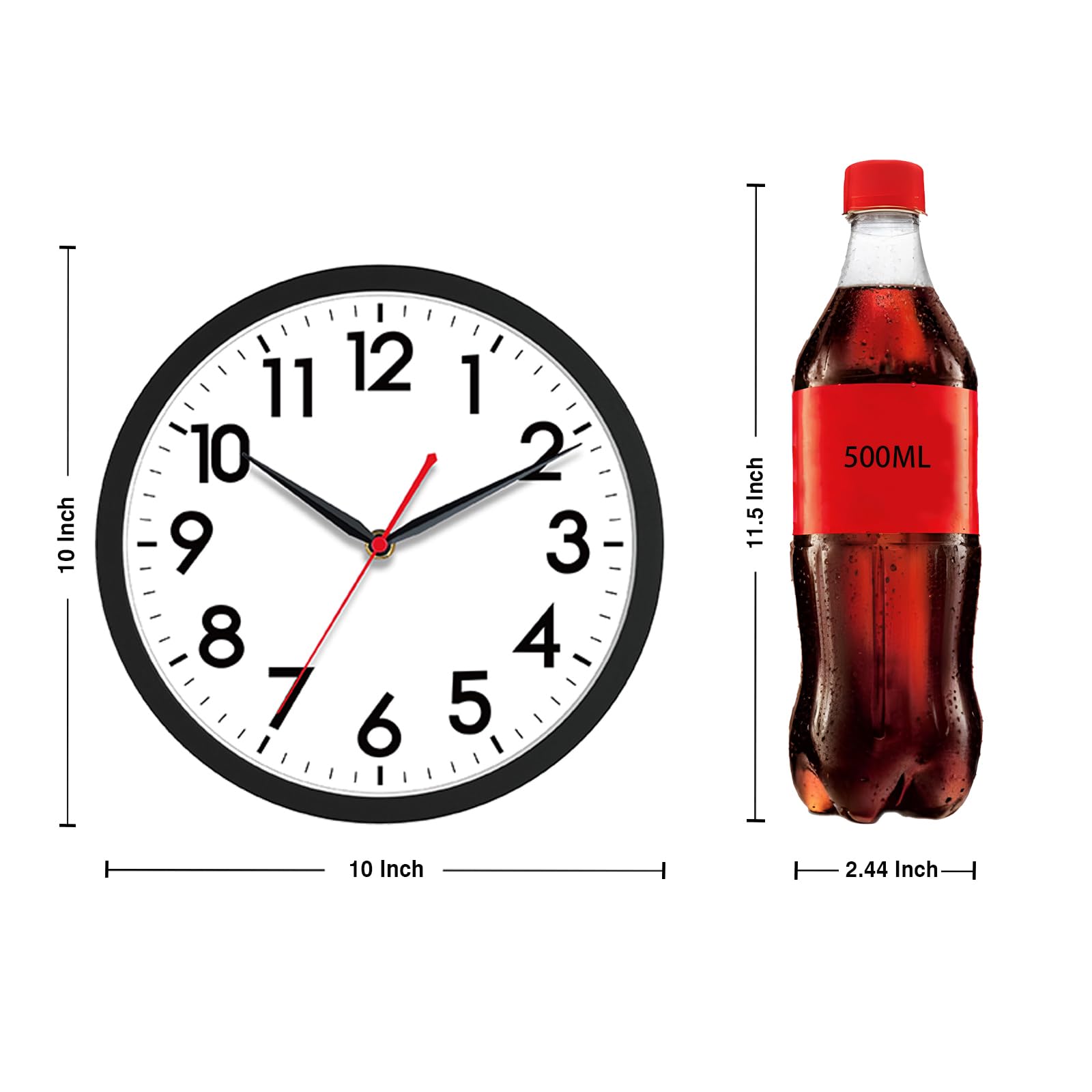 AKCISOT Wall Clock 10 Inch Silent Non-Ticking Modern Wall Clocks Battery Operated - Analog Small Classic Clock for Office, Home, Bathroom, Kitchen, Bedroom, School, Living Room(Black)