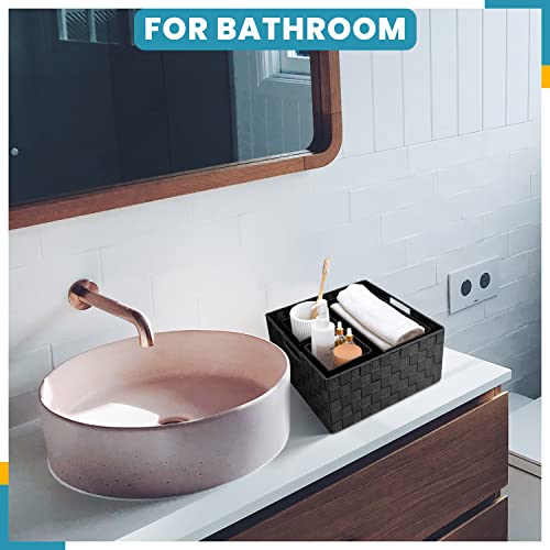 LOVSTORAGE Storage Baskets for Organizing with Lids, 8-Pack Woven Baskets for Shelves Small Bathroom Baskets Organizer Bins Pantry Storage Baskets for Dresser, Bedroom, Closet, Nursery