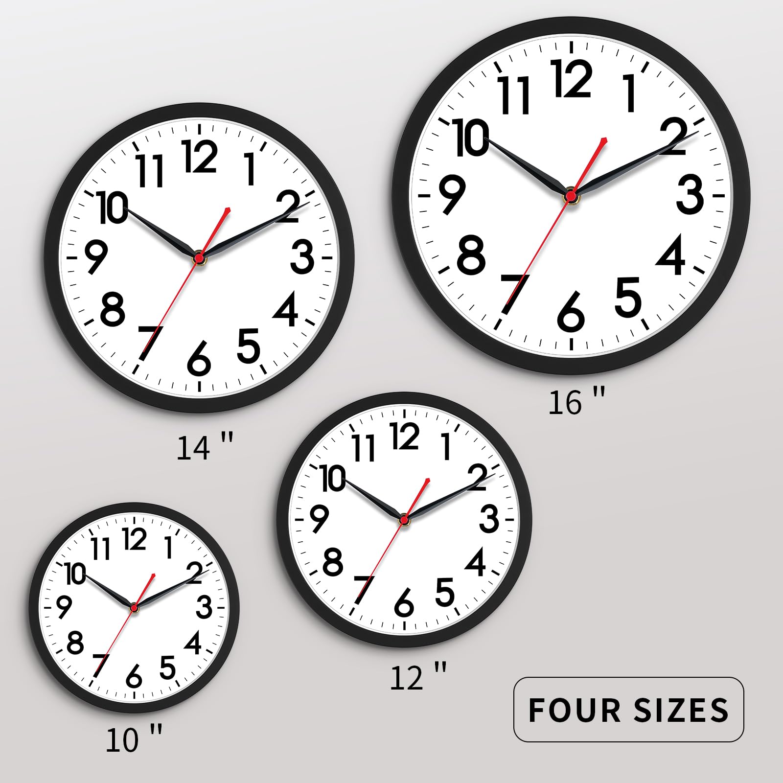 AKCISOT Wall Clock 10 Inch Silent Non-Ticking Modern Wall Clocks Battery Operated - Analog Small Classic Clock for Office, Home, Bathroom, Kitchen, Bedroom, School, Living Room(Black)