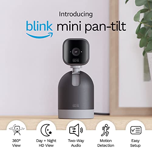 Blink Mini Pan-Tilt Camera | Rotating indoor plug-in smart security camera, two-way audio, HD video, motion detection, Works with Alexa (Black)