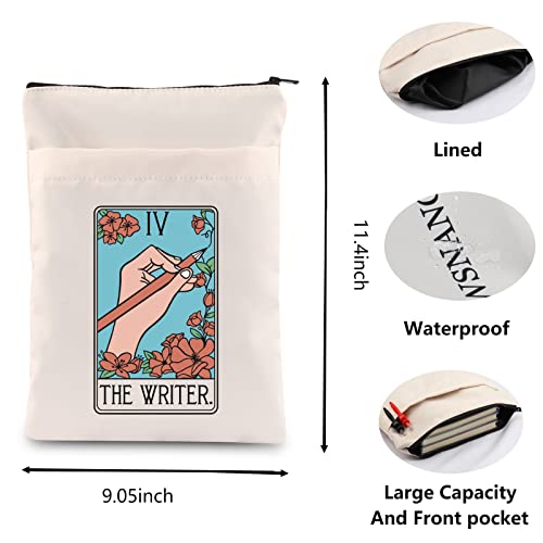 TOBGBE The Writer Tarot Card Bag Book Lovers Gifts Writer Book Sleeve Reader Book Covers for Soft Cover Books Bookish Book Pouch (The Writer)