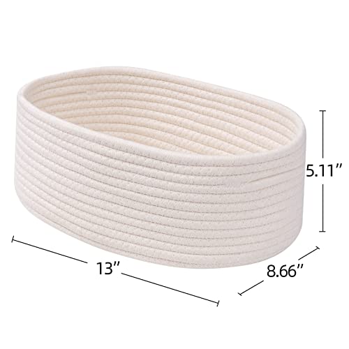 Kriitools Baskets&Bins for Shelf Storage Organizing/Cute Basket to Store and Organize Household Items/Woven Rope Basket for Living Room, Bedroom,Playroom,3 Packs Off White