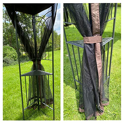 13' x 10' Gazebo for Patio with Mosquito Netting, Outdoor Canopy with Ventilated Double Roof and Corner Shelves, Pergolas for Shade and Rain with Metal Frame, Perfect for Backyard and Deck, Brown Top