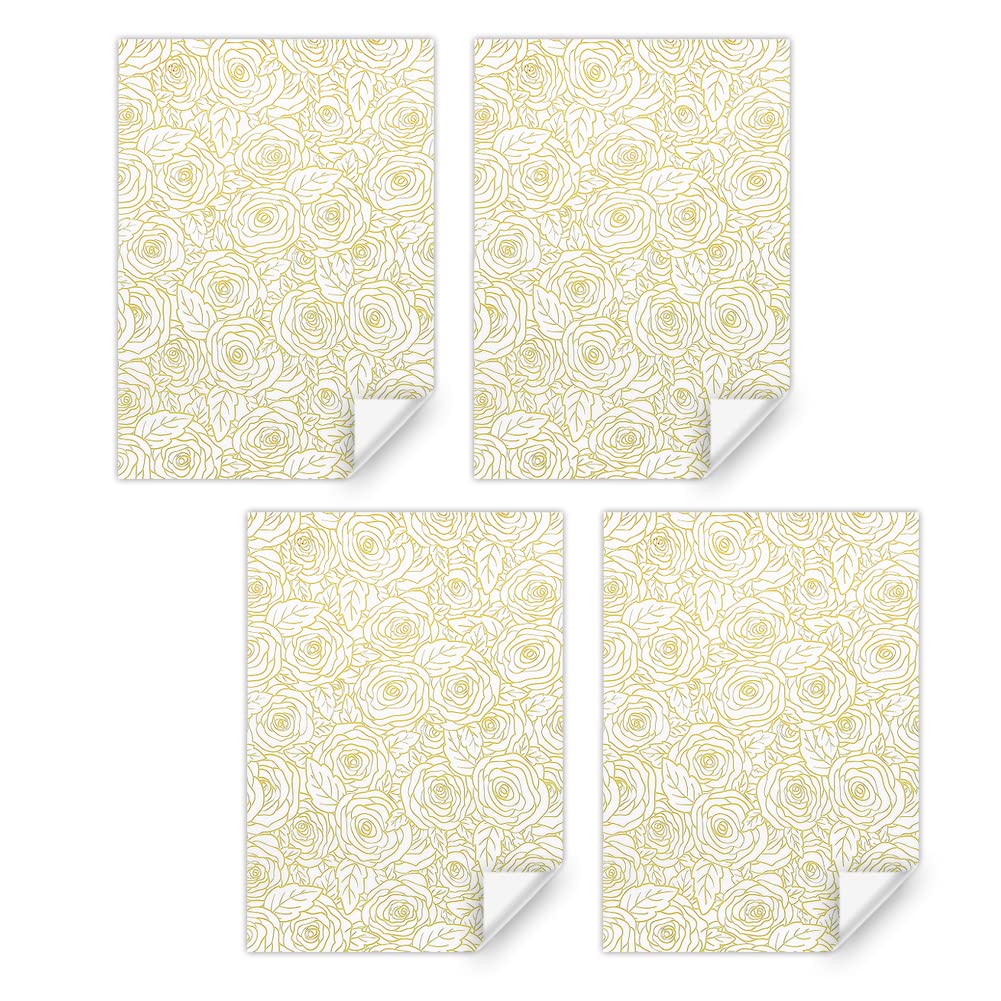 Rose Wrapping Paper On White Gift Wrapping Paper 4 Sheets Folded Flat 20x30 Inches Per Sheet, Flower Gift Wrap for Wedding, Birthday, Bridal Showers,Mother's Day, Valentine's Day Holiday Christening and More Occasion