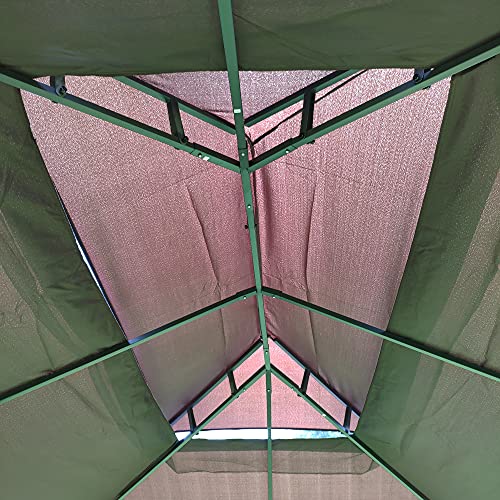 13' x 10' Gazebo for Patio with Mosquito Netting, Outdoor Canopy with Ventilated Double Roof and Corner Shelves, Pergolas for Shade and Rain with Metal Frame, Perfect for Backyard and Deck, Brown Top