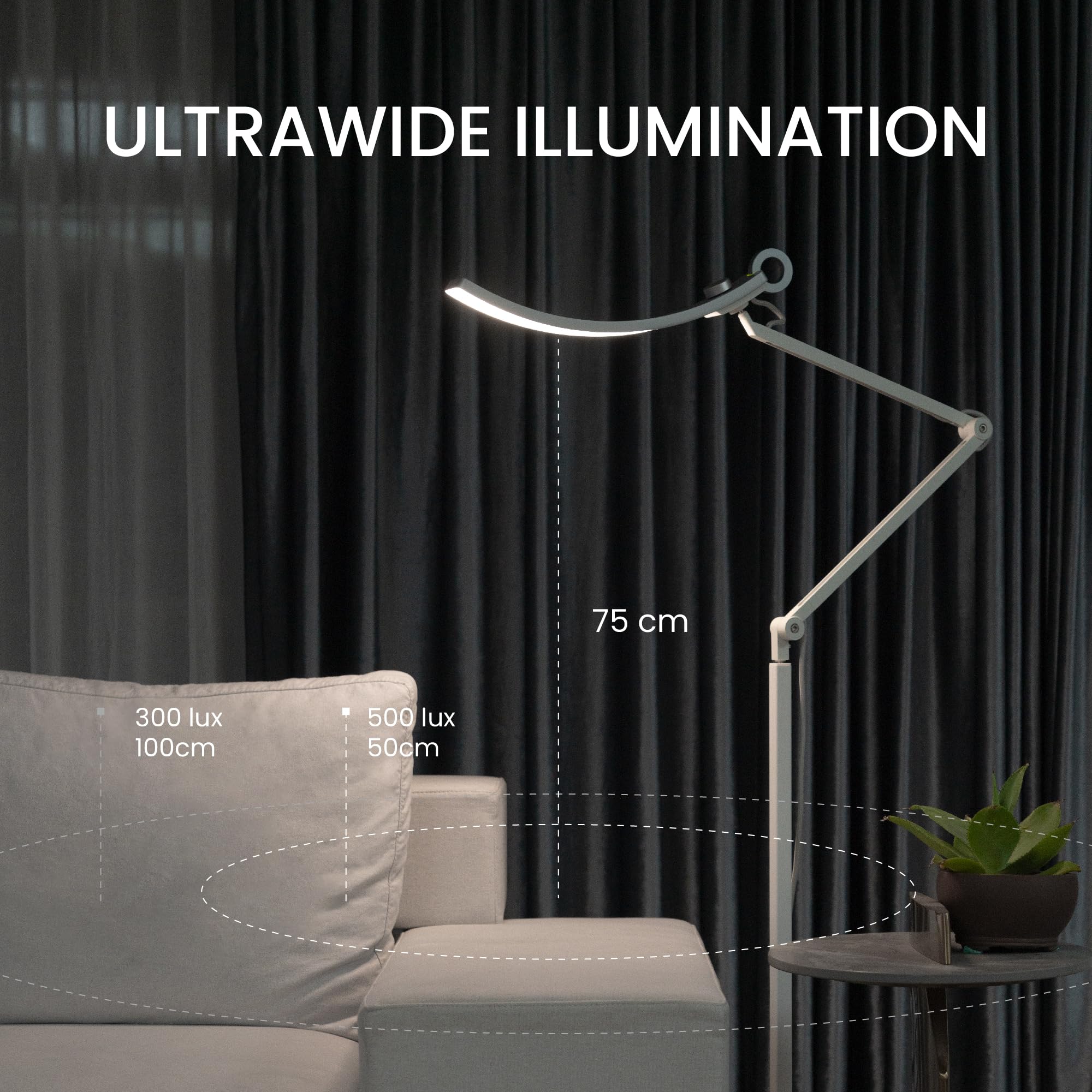 BenQ e-Reading LED Floor Lamp Warm/Cool White LED Floor Lamp, Silver, Model: AR15_D Floor Silver (New)