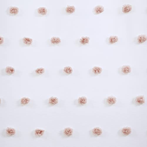 Intelligent Design Sophie Sheer Single Window Curtain Panel Clipped Pompom Embelished Privacy Drape with Rod Pocket for Bedroom, Livingroom, 50" x 84", Blush