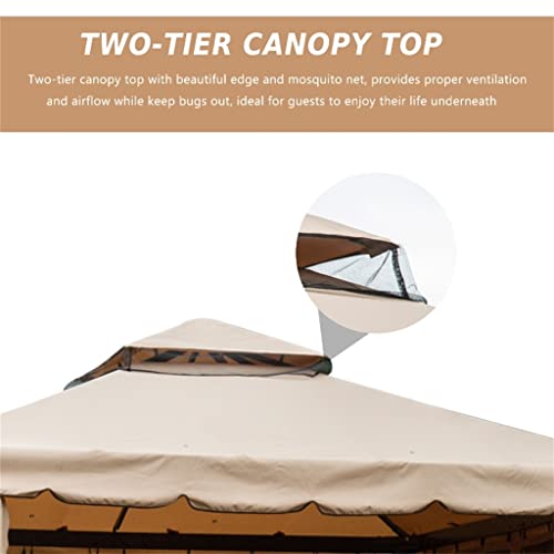 ADUH 10' X 10' Two-Tier Outdoor Event Canopy Sunshade Gazebo Tent with Mesh Sidewalls