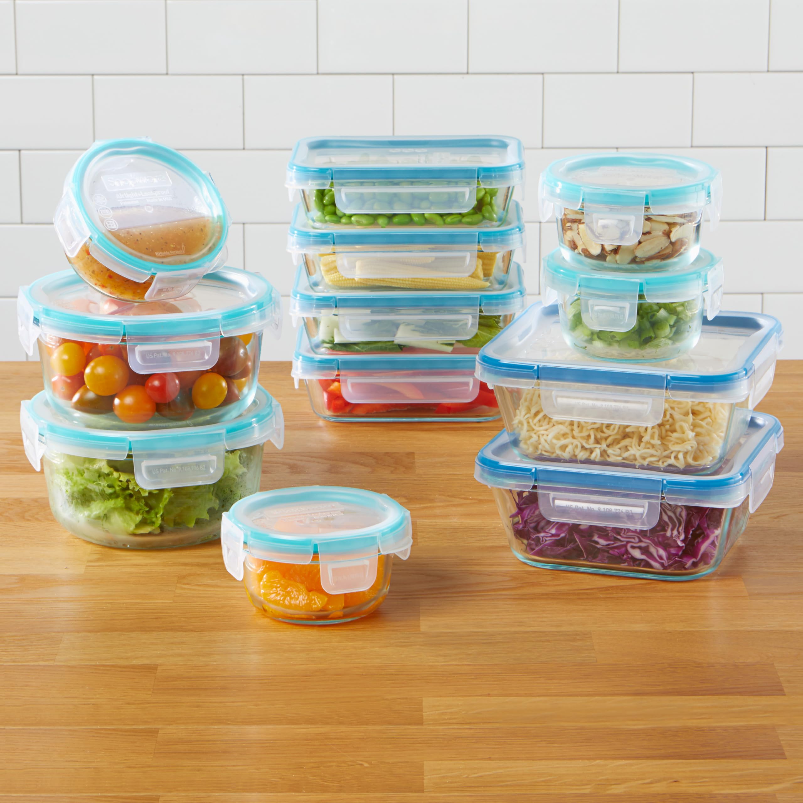 Snapware Total Solution 24-Pc Glass Food Storage Container Set with Plastic Lids, 4-Cup, 2-Cup & 1-Cup Meal Prep Containers, BPA-Free Lids with 4 Locking Tabs, Microwave, Dishwasher, and Freezer Safe