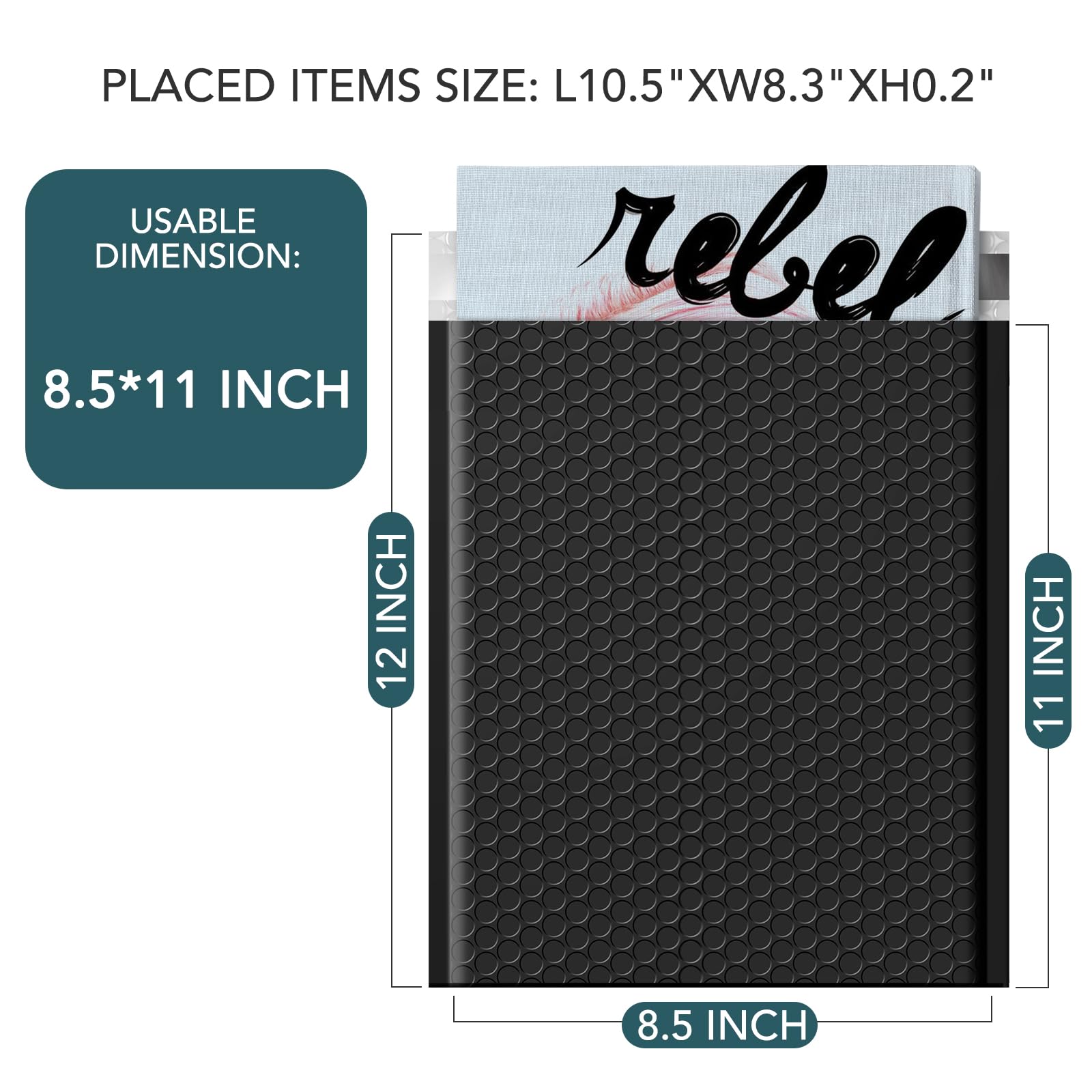 Metronic 40Pcs Bubble Mailers 8.5x12", Black Padded Envelopes, Strong Adhesion #2 Bubble Mailer Medium Shipping Mailing Envelopes for Small Business,Books,Clothes, Makeup Supplies,Water Proof