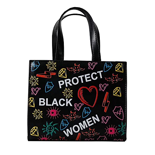 AyTotoro Fashion Protect Black Women graffiti Purses Tote Bag PU Leather Top Handle Handbag Shoulder Bag Crossbody(black)