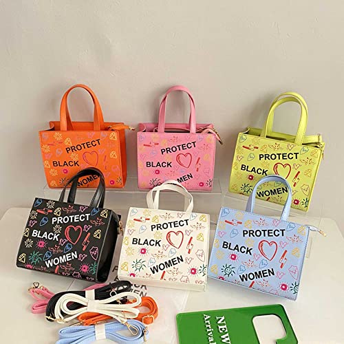 AyTotoro Fashion Protect Black Women graffiti Purses Tote Bag PU Leather Top Handle Handbag Shoulder Bag Crossbody(black)