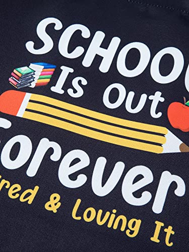 Teacher Retirement Gift - Black Canvas Tote Bag with Pocket, Happy Retirement Gift Teacher Appreciation Gift