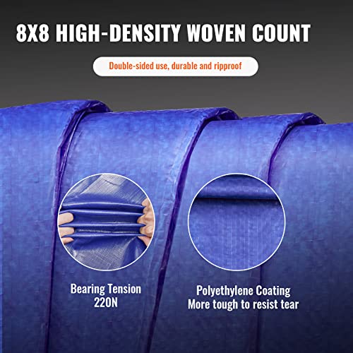 VEVOR Tarp Waterproof 10x12 ft, 5 Mil Plastic Poly Tarp Cover, Multi Purpose Tear UV and Temperature Resistant Outdoor Tarpaulin with Reinforced Grommets and Edges (Blue)