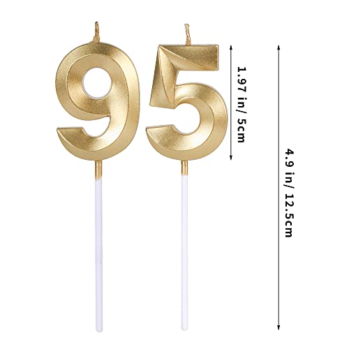 Gold 95th & 59th Birthday Candles for Cakes, Number 95 59 Candle Cake Topper for Party Anniversary Wedding Celebration Decoration