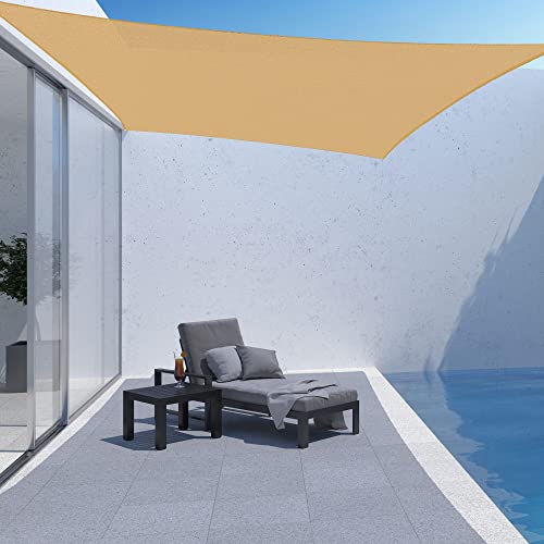 AsterOutdoor Sun Shade Sail Rectangle 6' x 10' UV Block Canopy for Patio Backyard Lawn Garden Outdoor Activities, Sand