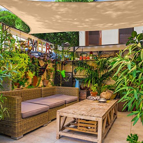 AsterOutdoor Sun Shade Sail Rectangle 6' x 10' UV Block Canopy for Patio Backyard Lawn Garden Outdoor Activities, Sand