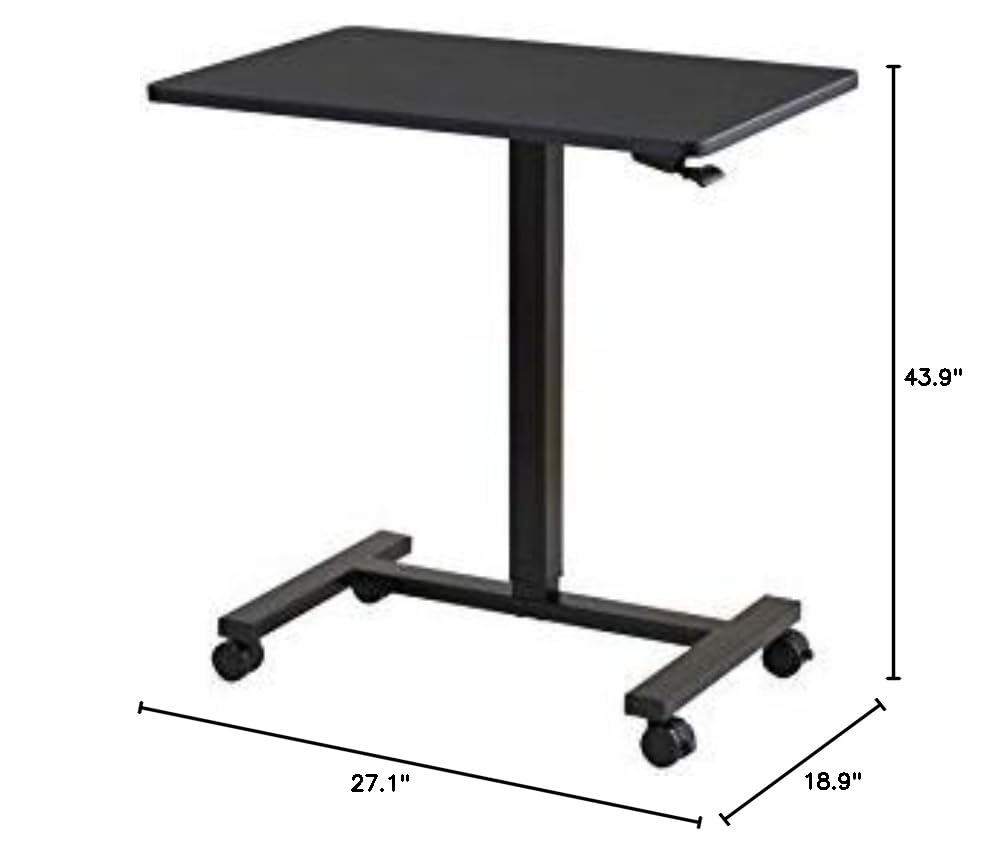 Studio Space Mobile, Portable Laptop Desk Cart with Pneumatic Height Adjustments for Home Office & School, 27", Black