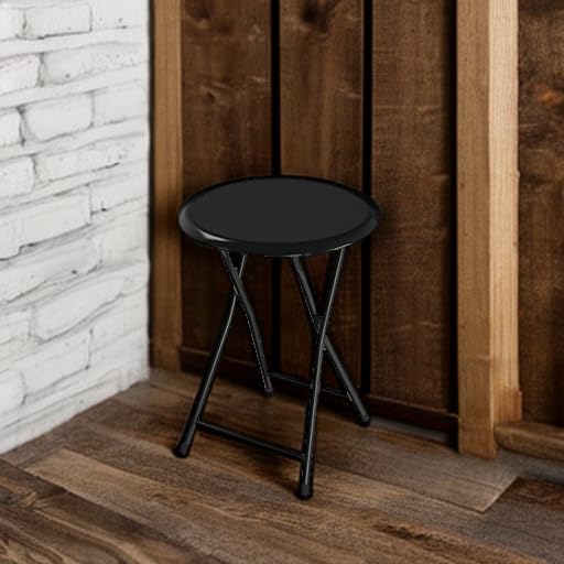 Lavish Home 18-Inch Folding Bar Heavy-Duty Padded Portable Stool with 300-Pound Capacity for Dorm, Recreation Game Room, Black
