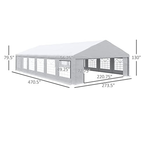 ZZBJ 39 X 23 Ft Carport Large Outdoor Canopy Tent with Removable Sidewalls and Windows,White Tents for Parties,Wedding