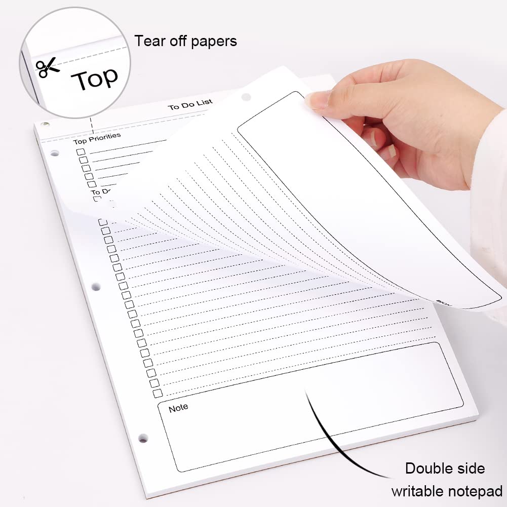 To Do List Notepad, Daily Task Planner with Checklist, 52 Sheets Tear Off Note Pad with 2023 Calendar, Work and Personal Organized, 8.5" X 11", A4 Size, 3 Hole Punched