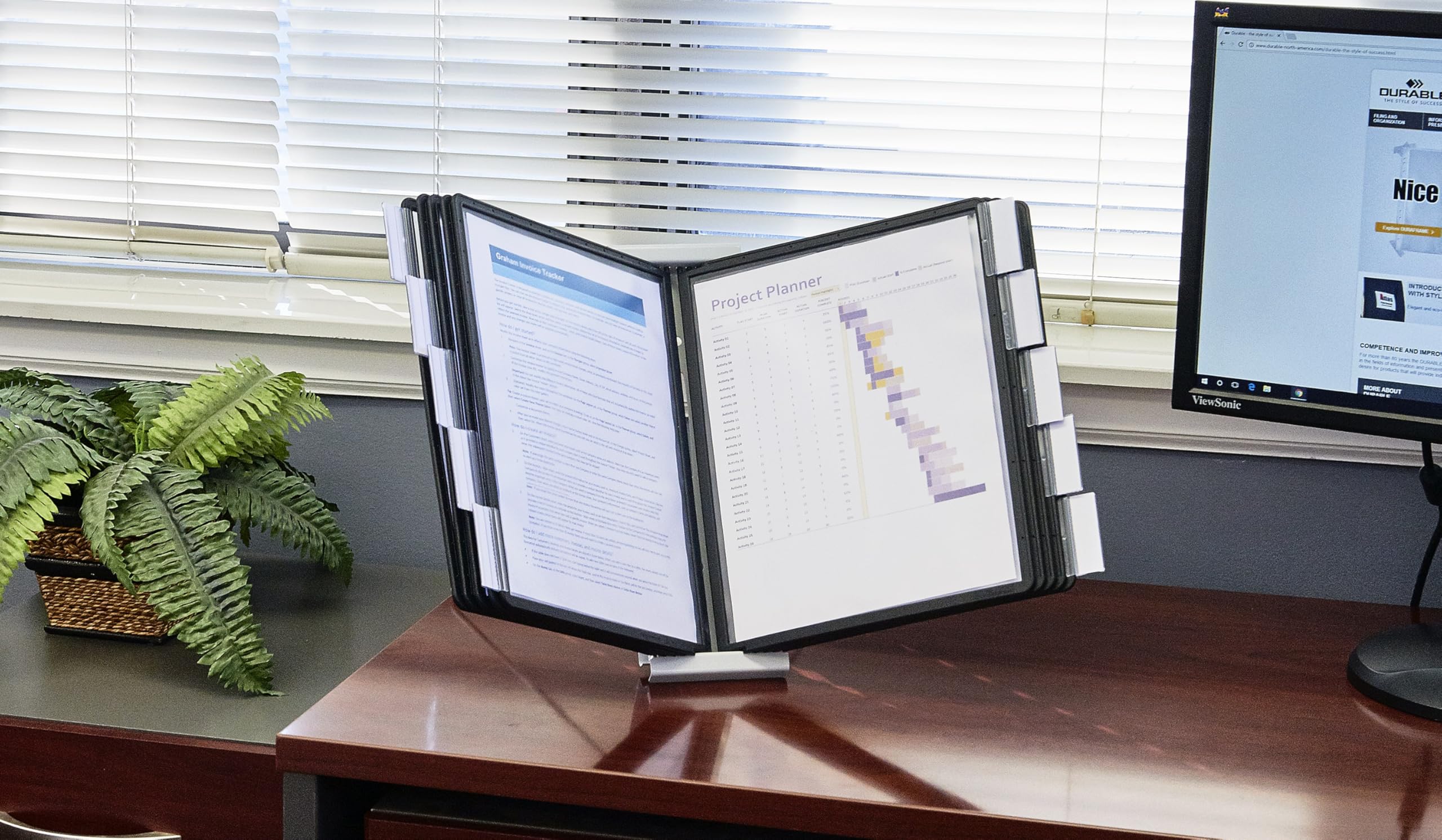 DURABLE Desktop Reference System, 10 Double-Sided Panels, Letter-Size, Black, INSTAVIEW Design (561201)